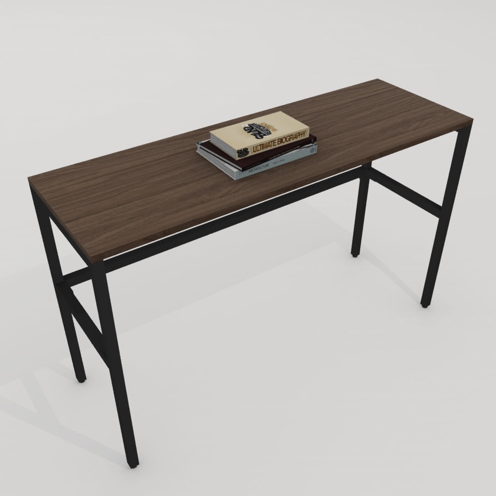 MESA DE APOIO MARELLI FRAME 1200X400MM CARAVALHO COM ESTRUTURA EM PRETO