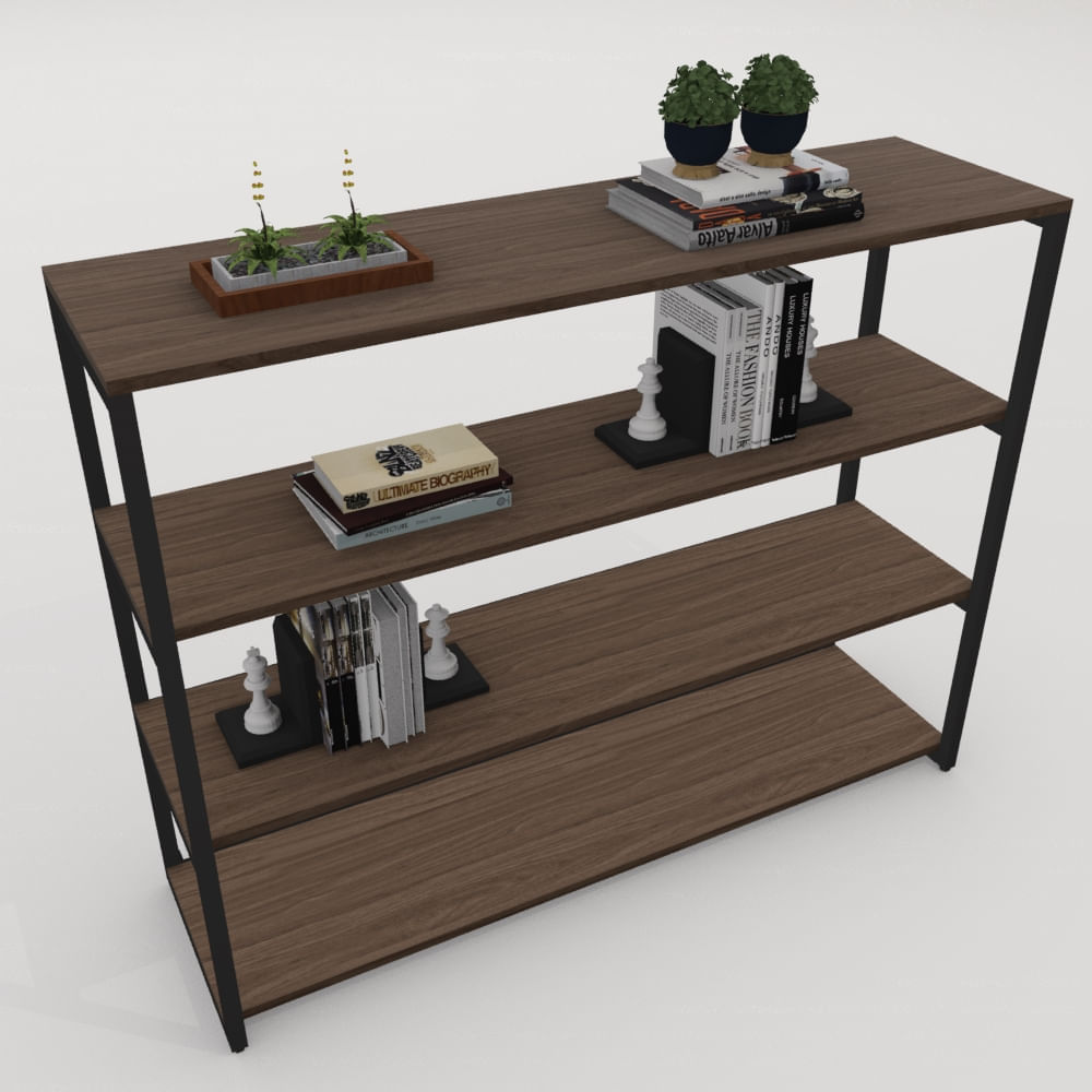 ESTANTE MARELLI FRAME 1400X400MM CARVALHO COM ESTRUTURA EM PRETO
