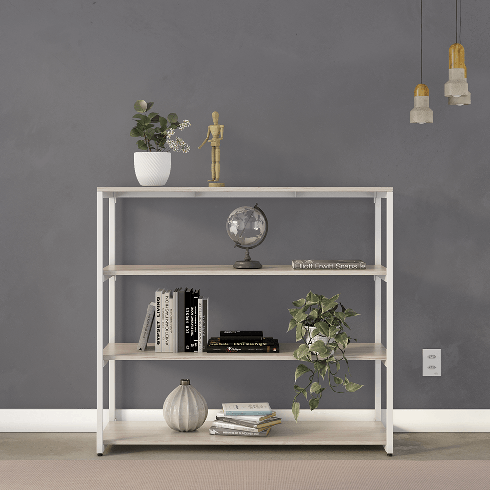 ESTANTE MARELLI FRAME 1200X400MM CARVALHO BERLIM COM ESTRUTURA EM BRANCO